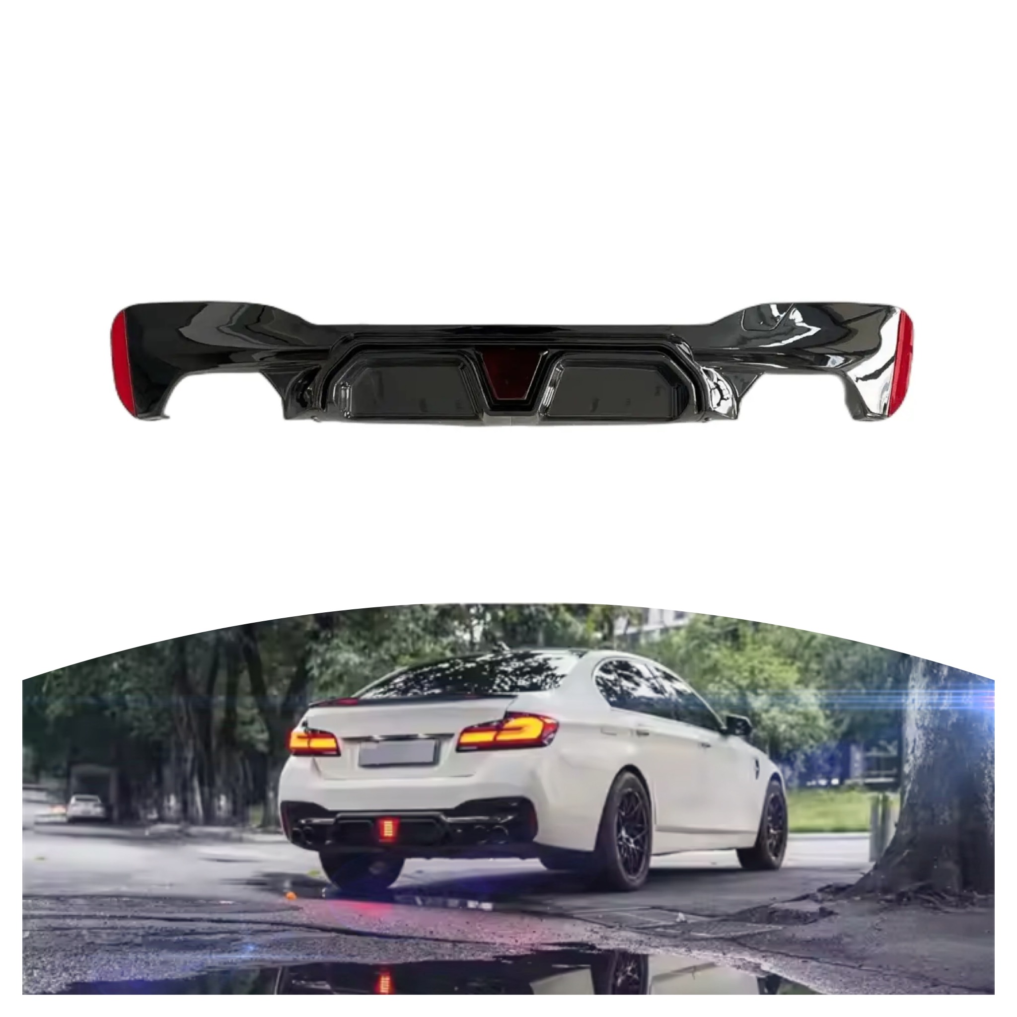 M5 CS Style with LED Type Rear Diffuser for BMW 5 Series G30 M-tech ...